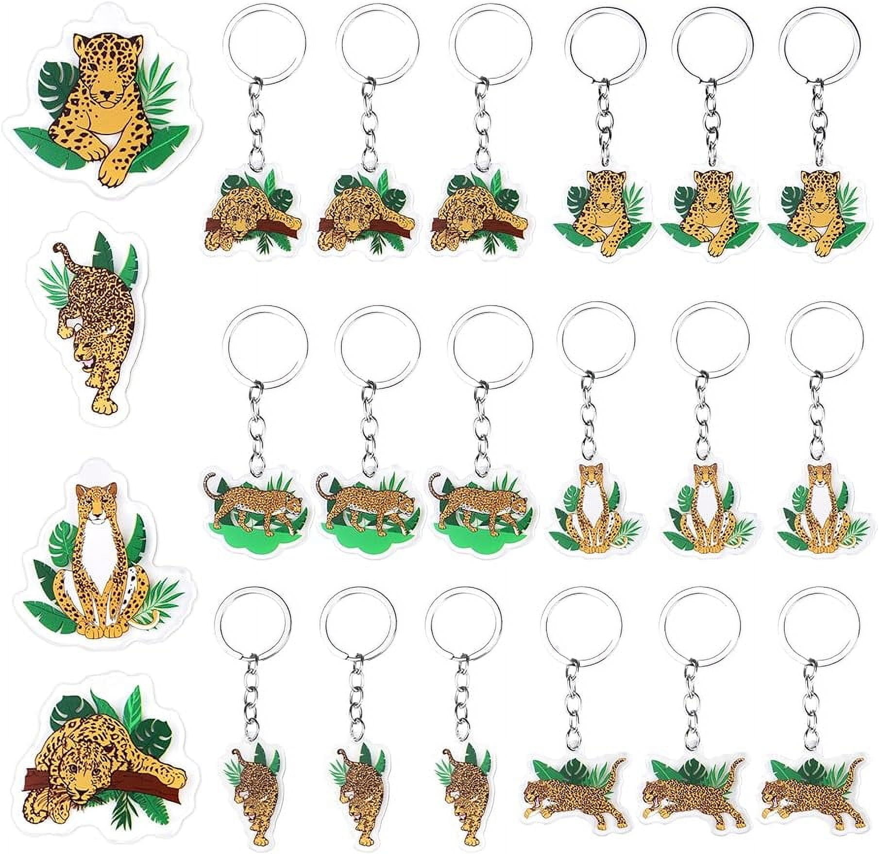 Serencatcher 18Pcs Cheetah Keychain Party Favor, Cheetah Birthday ...