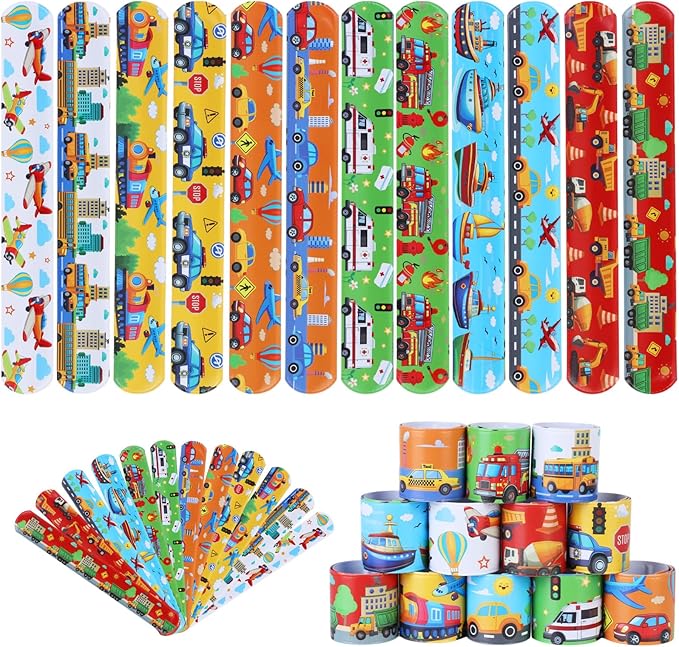 Serencatcher 48pcs Transportation Slap Bracelets, Train Party Favors ...