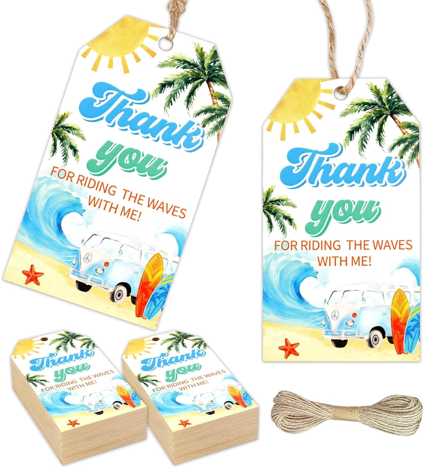 Serencatcher 50pcs Surf Thank You Gift Tags, Baby On Board Baby Shower ...
