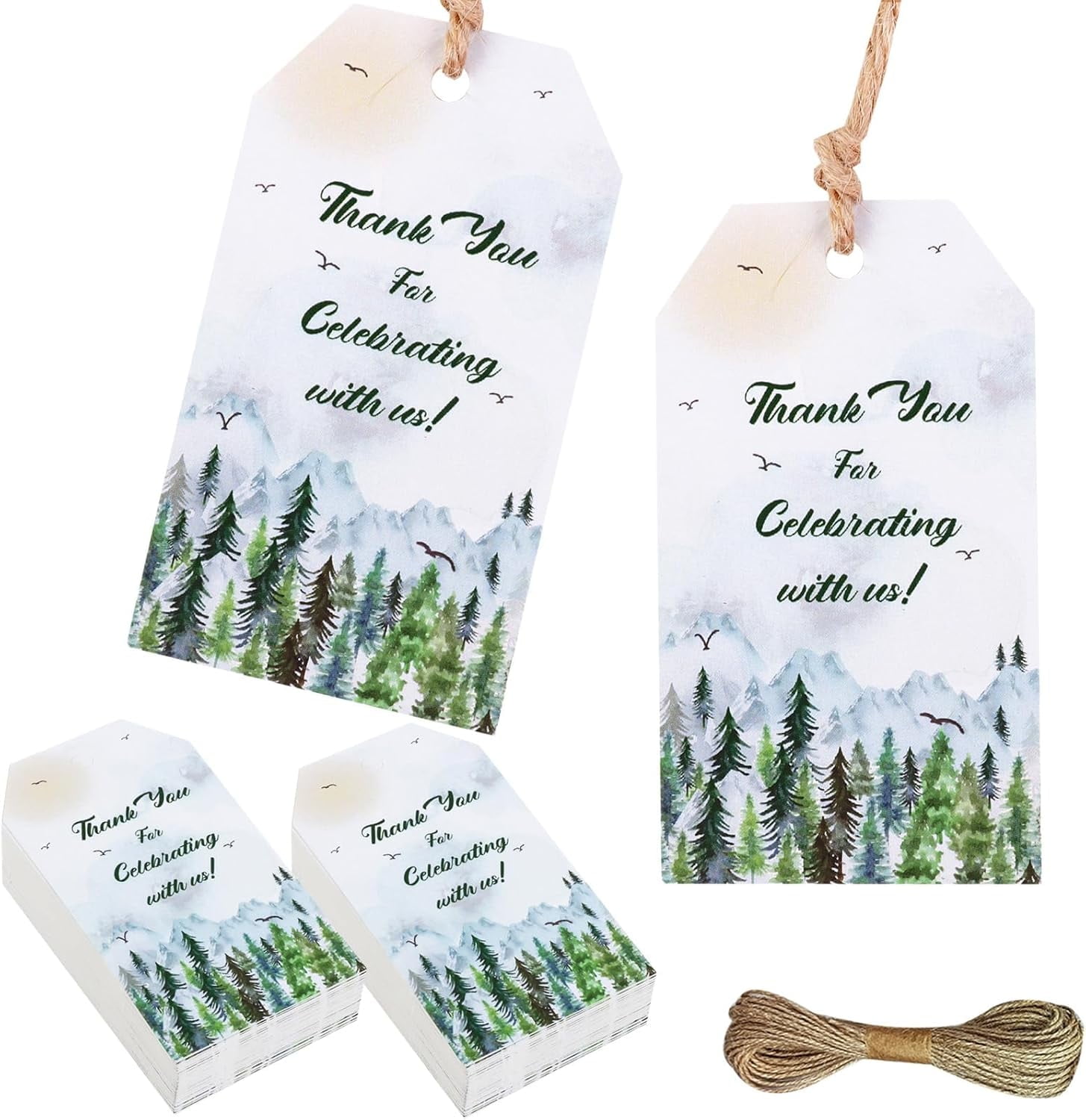 Serencatcher Adventure Awaits Thank You Tags, 50pcs Mountain Baby ...