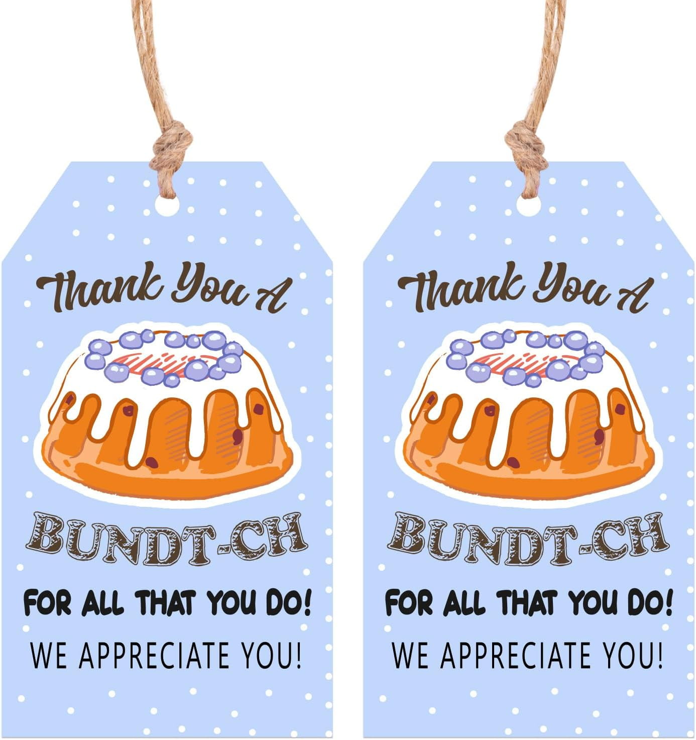 Serencatcher Bundt Cake Thank You Gift Tags with String, 50pcs Thank ...