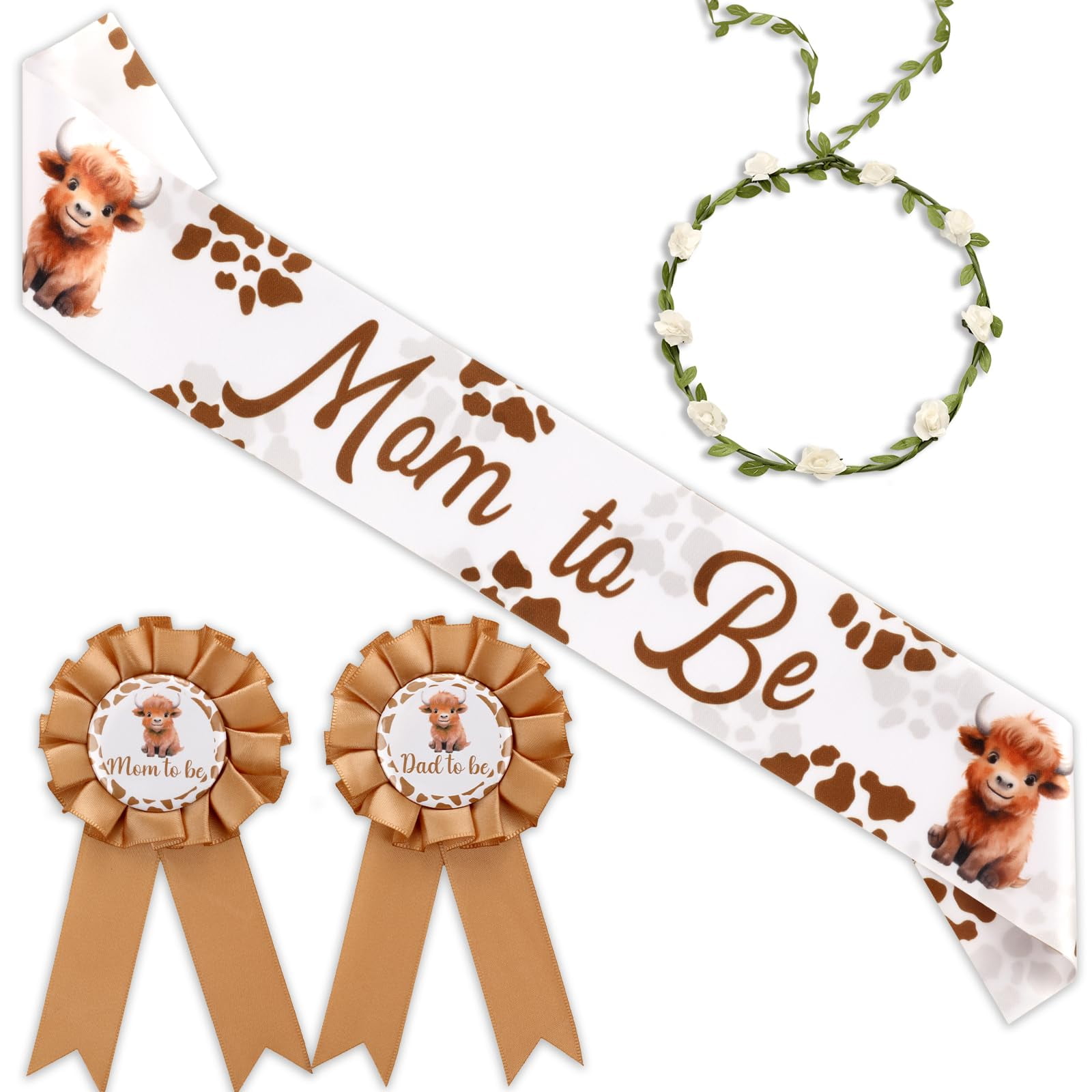Serencatcher Cow Mom CCF19 to Be Sash, Cow Baby Shower Favors Include ...