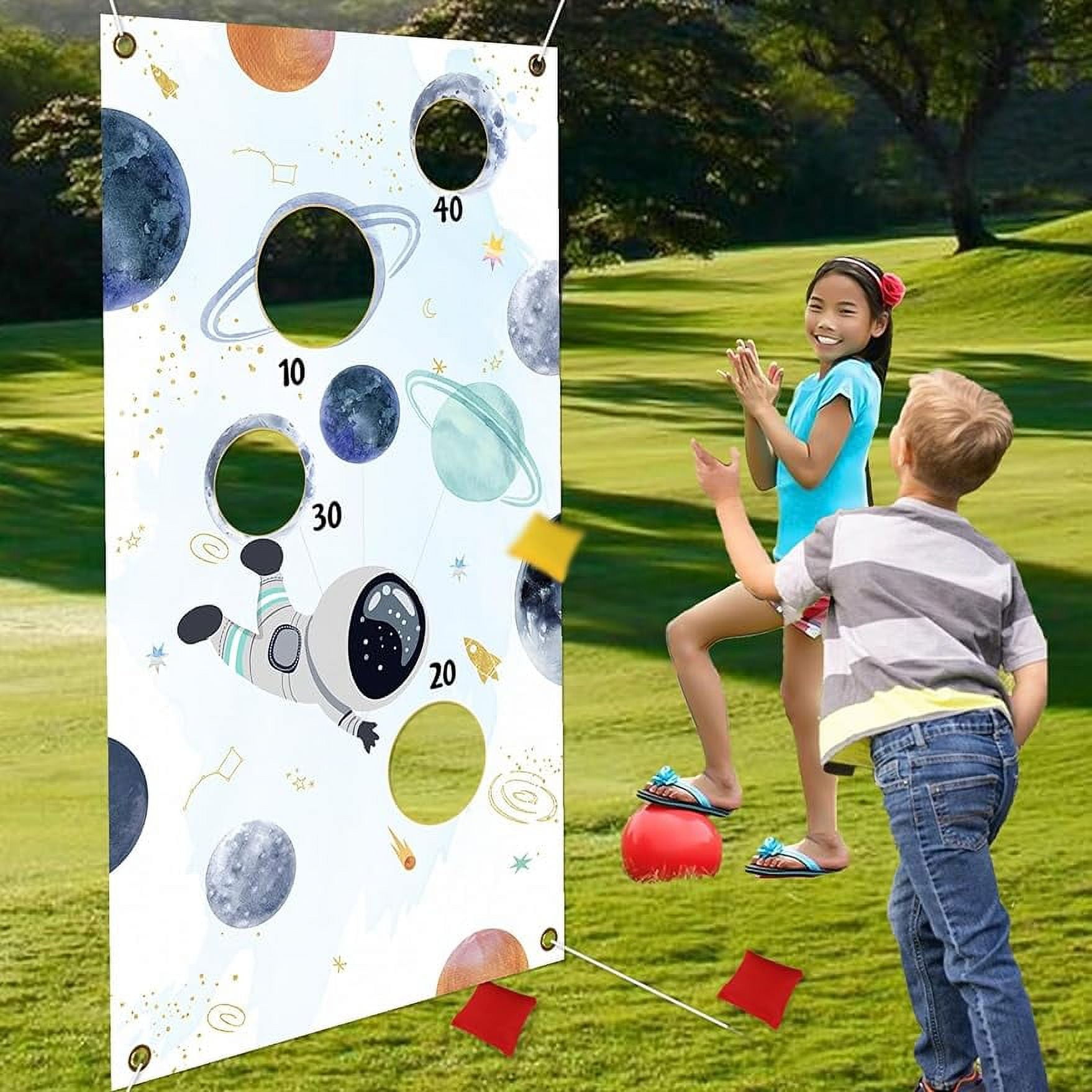 JJ Melon Toss Games with 4 Bean Bags Set, Party Games Hanging Banner ...