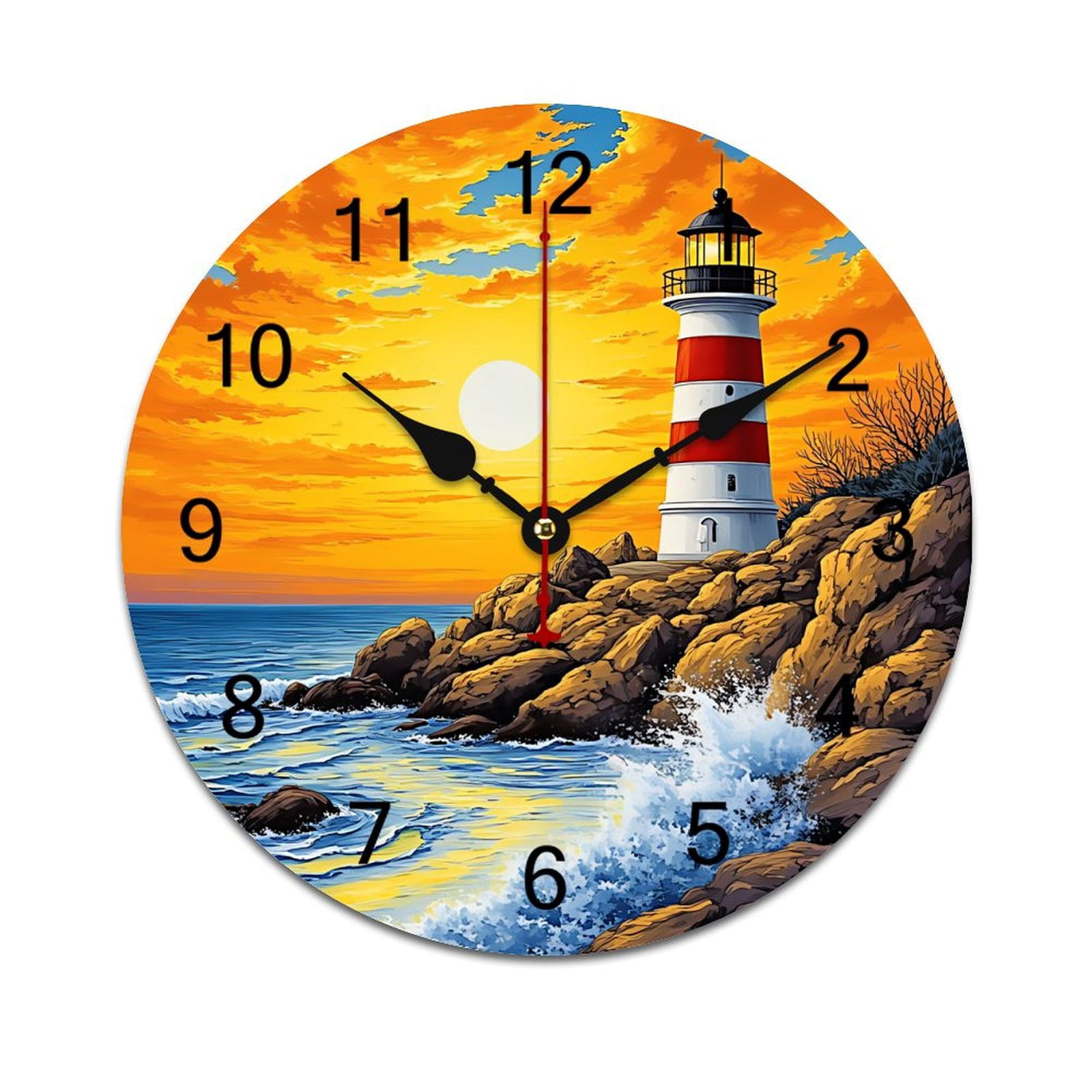 Serene Beach Lighthouse A Bright Blue Sky with Clouds Word Saying Big ...