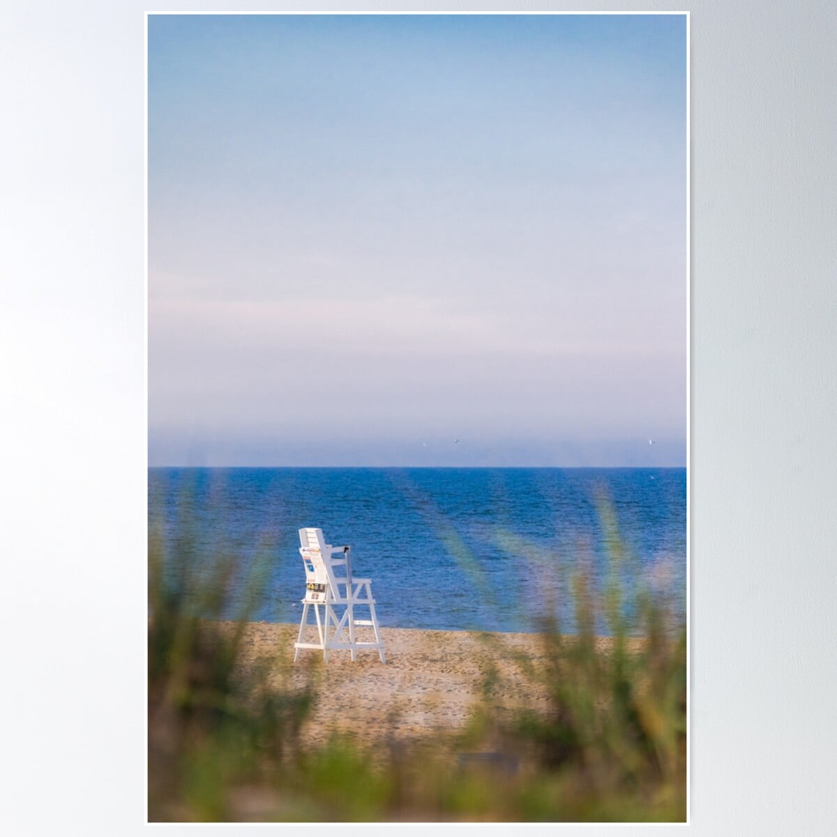 Serene Beach With Lifeguard Chair Poster Wall Art, Modern Wall Decor ...