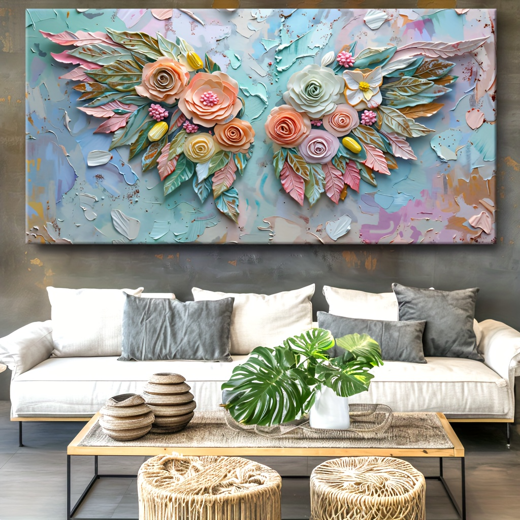 Serene Beauty, Large Floral Wing Canvas Wall Art - Framed, Vibrant Pink ...