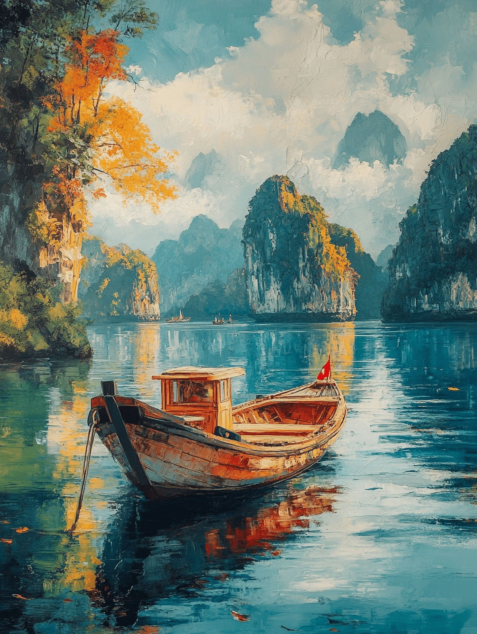 Serene Boat Landscape Canvas Wall Art， Perfect for Living Room，Dining ...