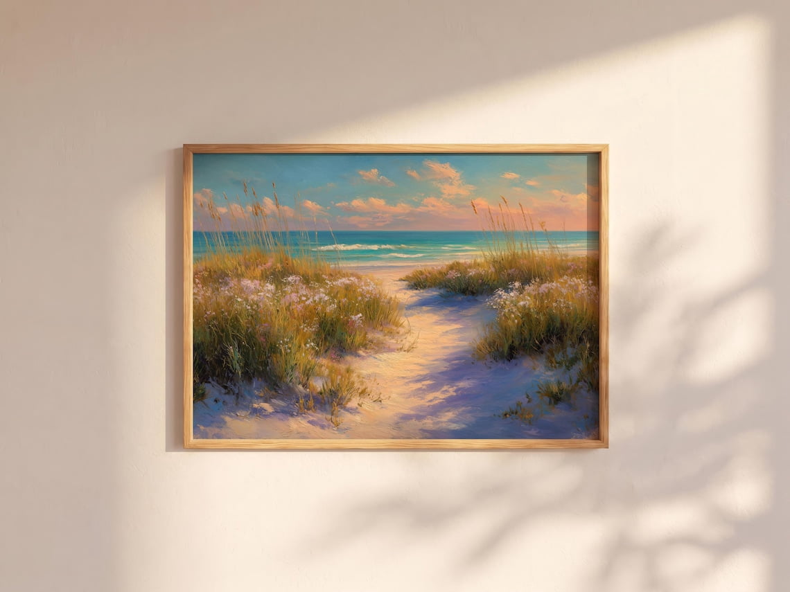 Serene Coastal Dunes Sunset Beach Path Grandfather Horizontal Ocean Sea ...