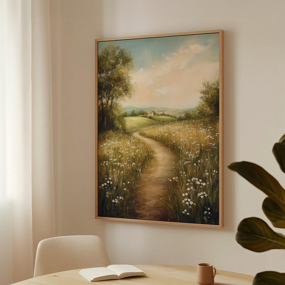 Serene Countryside Path Wall Art - Rustic Landscape, Wildflower Field ...