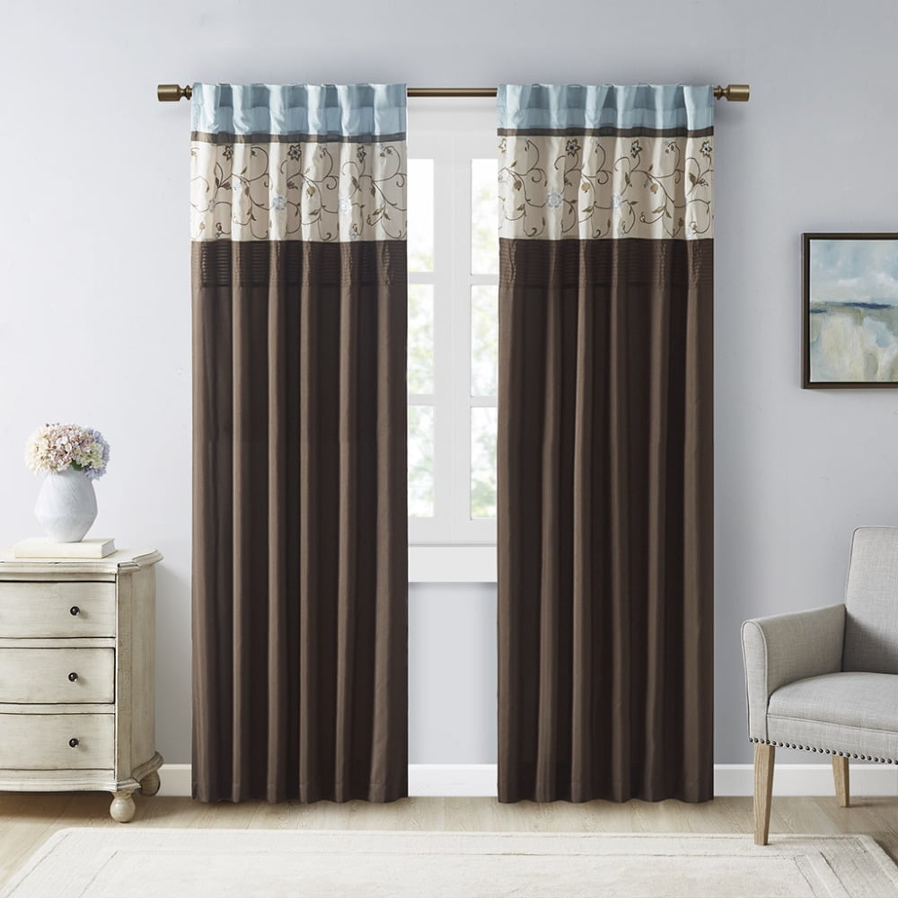 Serene Embroidery Curtains for Bedroom, Rod Pocket and Back Tab Elegant ...