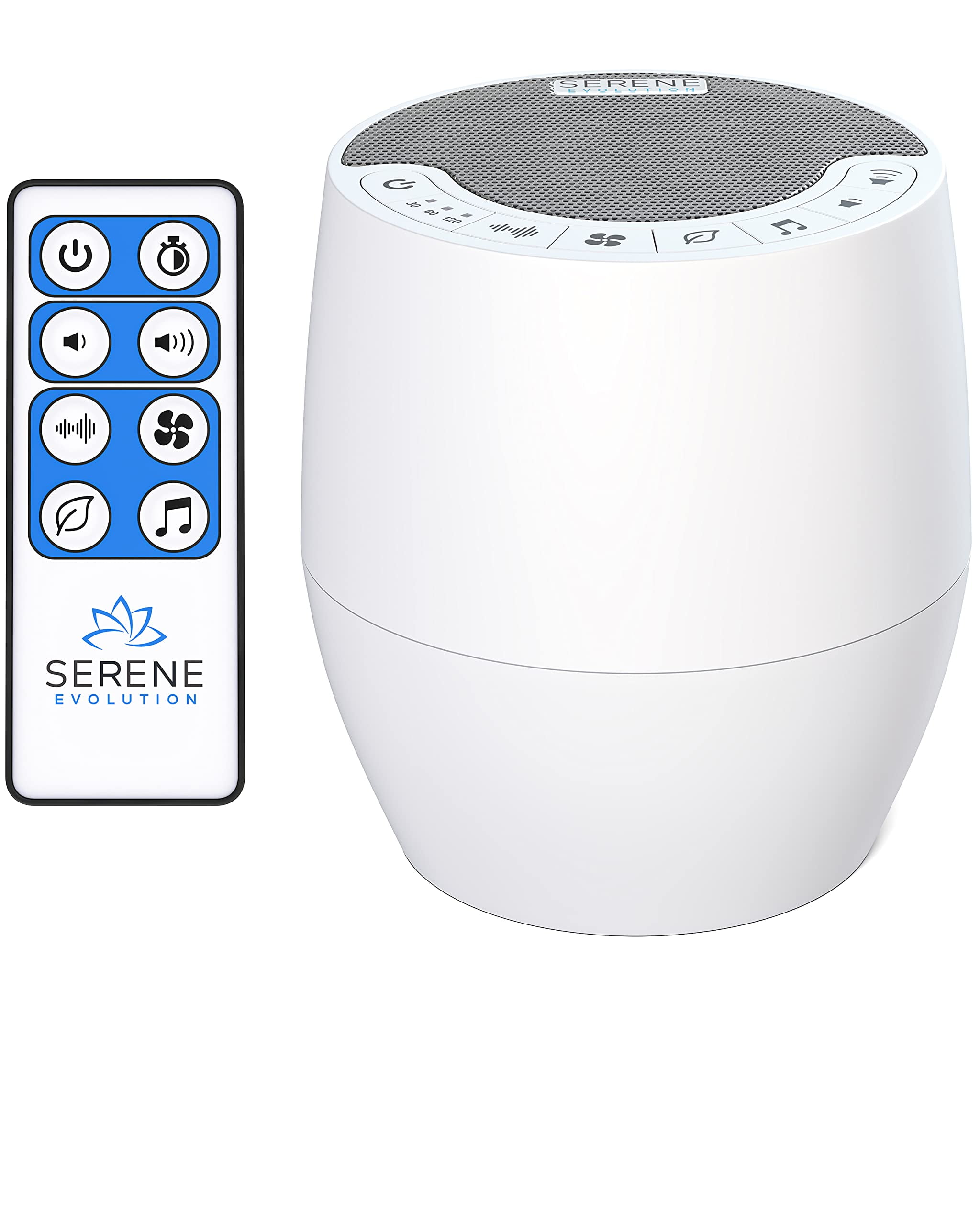 Serene Evolution White Noise Machine, 60 Sounds, Remote Control, Timer ...
