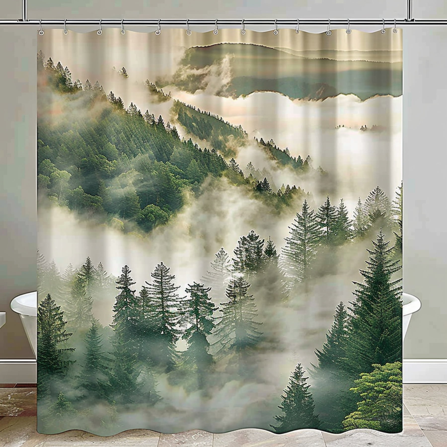 Serene Forest Mist Shower Curtain Transform your bathroom with a ...