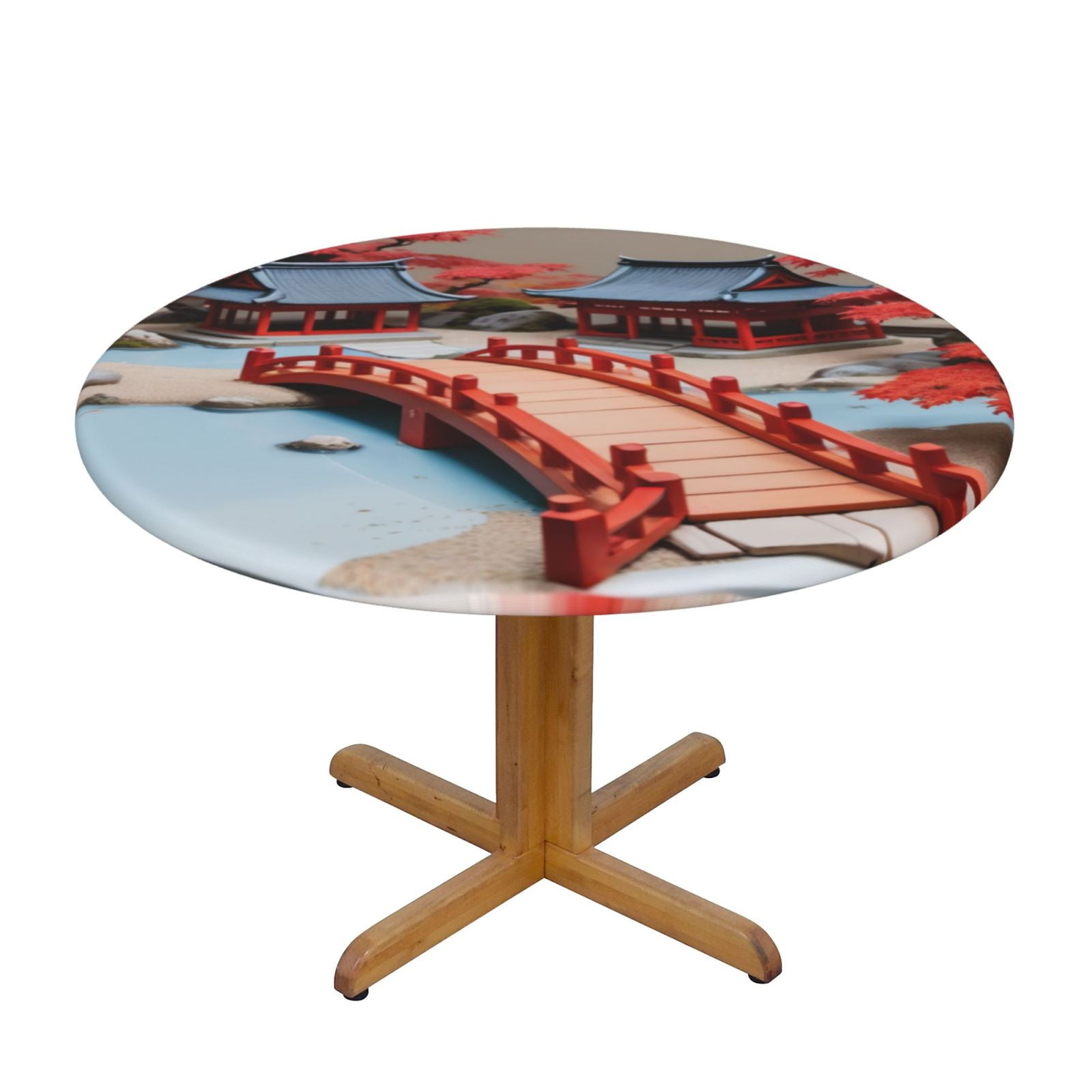 Serene Japanese Garden with Red Bridge and Maple Trees & All Round ...