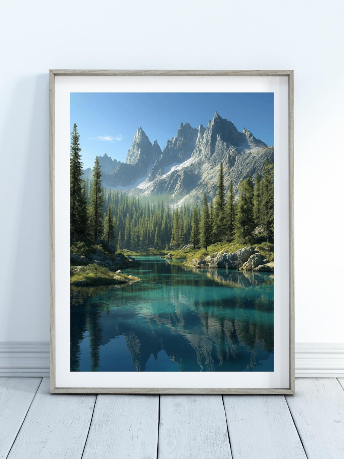 Serene Lake And Mountain Landscape Poster - Elegant Home Decor ...