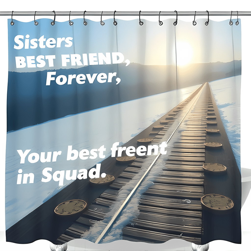 Serene Lakeside Sunset Shower Curtain - "Sisters BEST FRIEND Forever ...