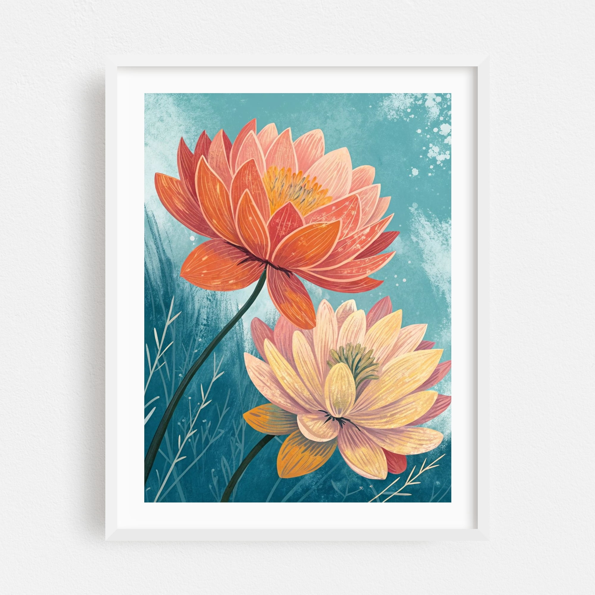 Serene Lotus Blooms - Illustration Floral Flowers Botanical Watercolor ...