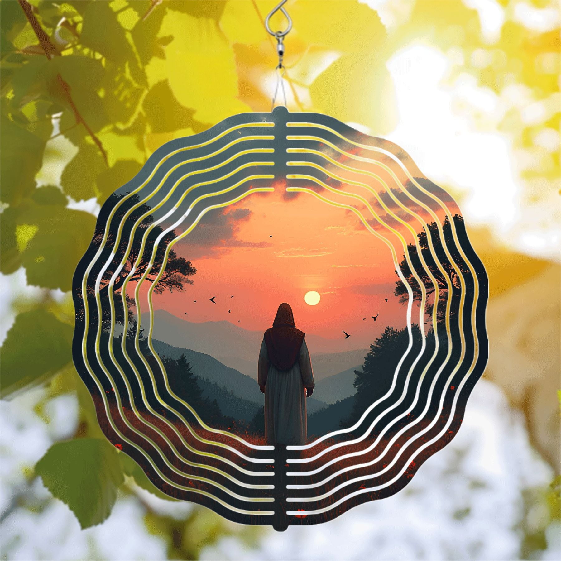 Serene Metal Hanging Wind Spinner with Circular Design - Beautiful Wind ...