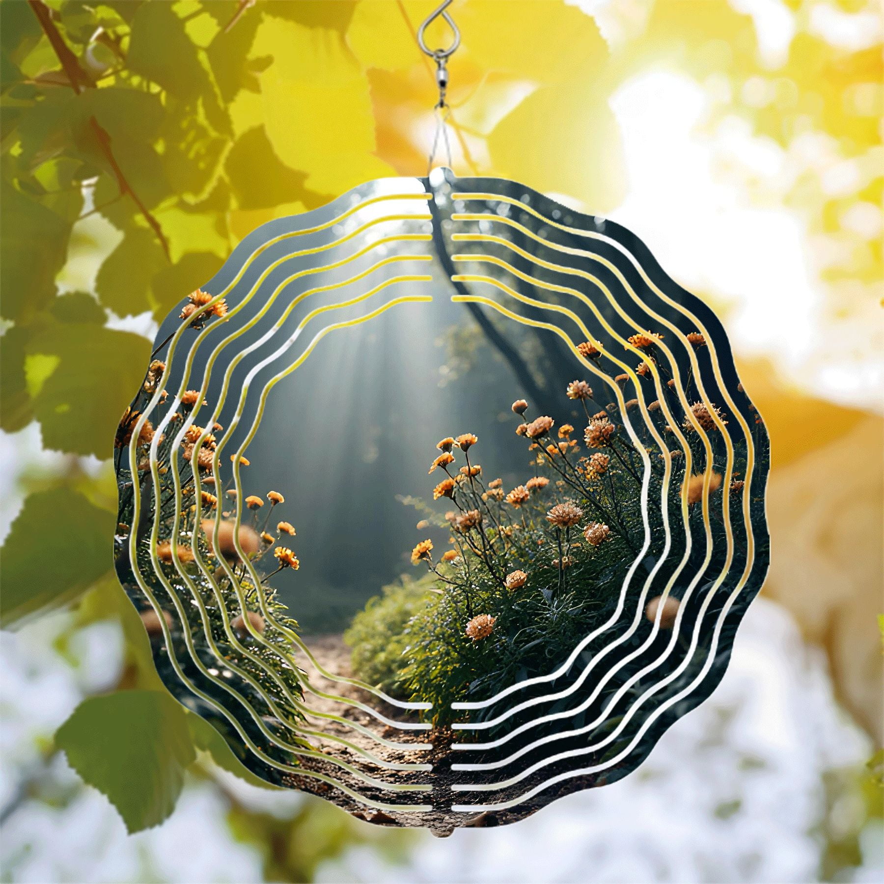 Serene Metal Hanging Wind Spinner with Circular Design - Vibrant Colors ...