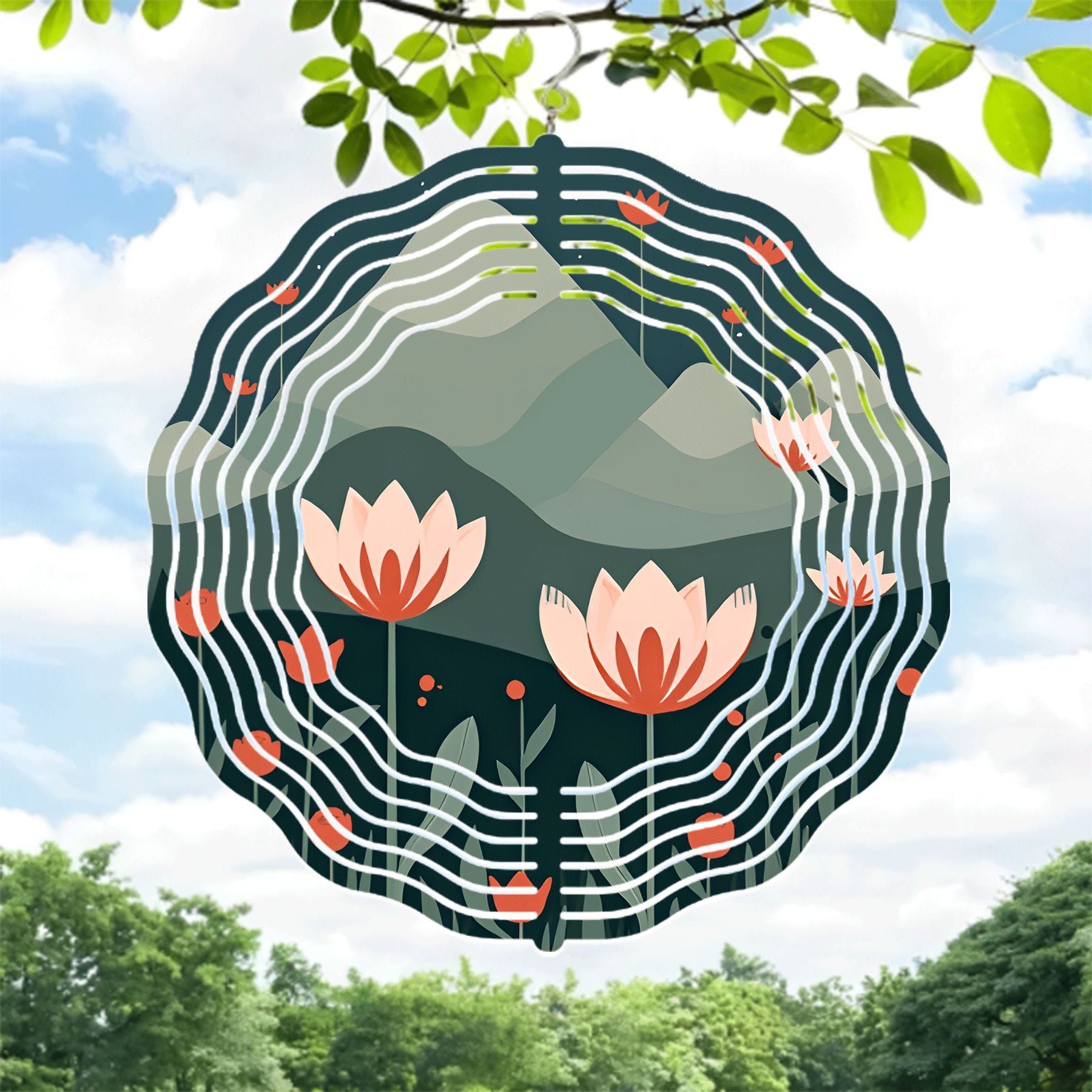 Serene Metal Hanging Wind Spinners & Chimes - Concentric Circle Design ...