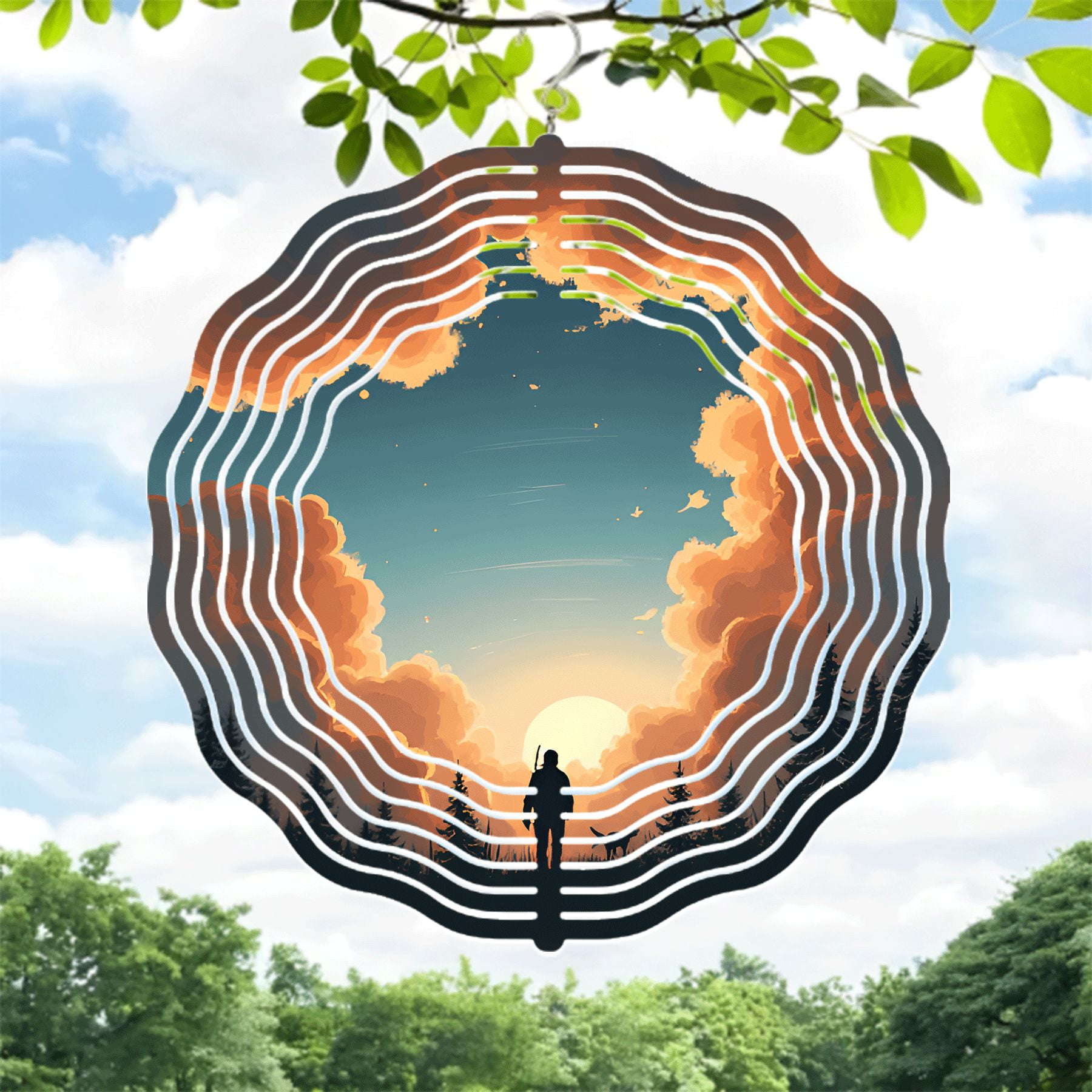 Serene Metal Hanging Wind Spinners & Chimes - Concentric Circular ...