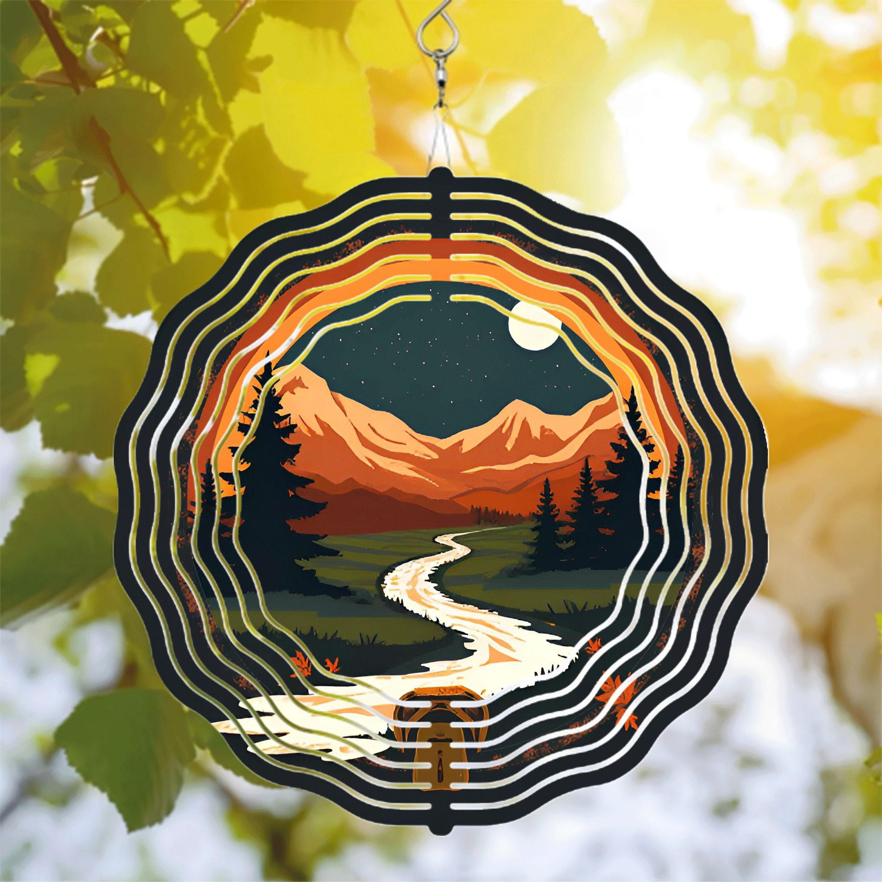 Serene Metal Hanging Wind Spinners & Chimes - Concentric Circular ...