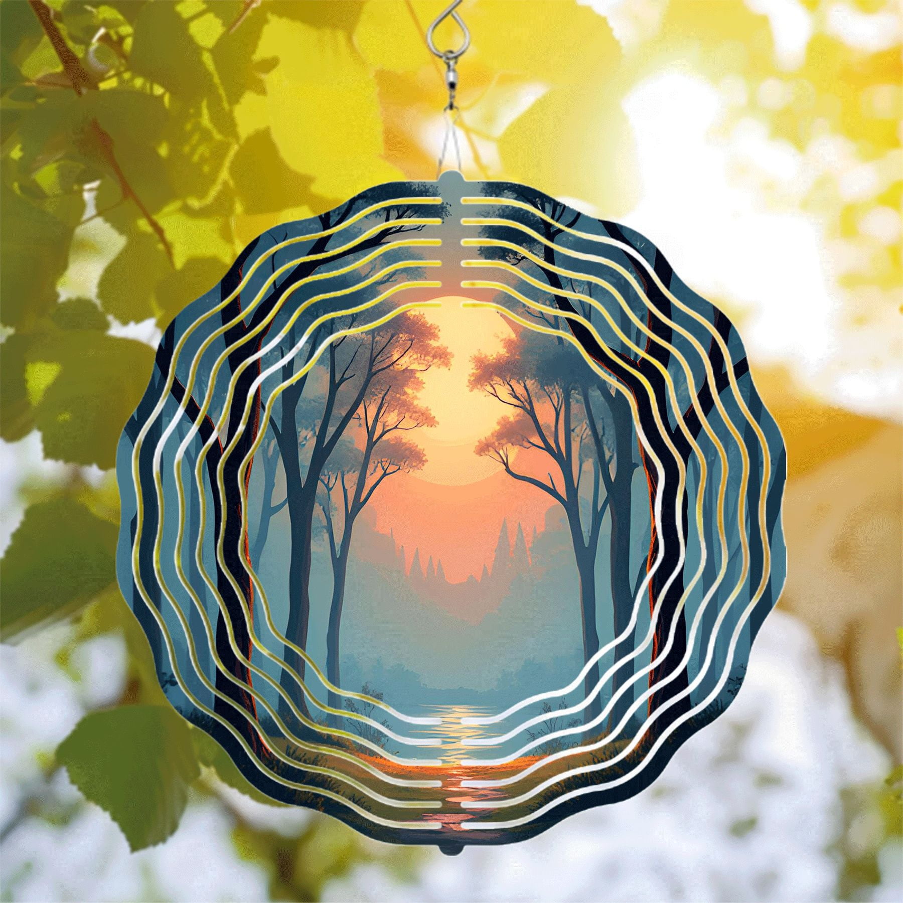 Serene Metal Hanging Wind Spinners & Chimes - Elegant Wavy Design for ...