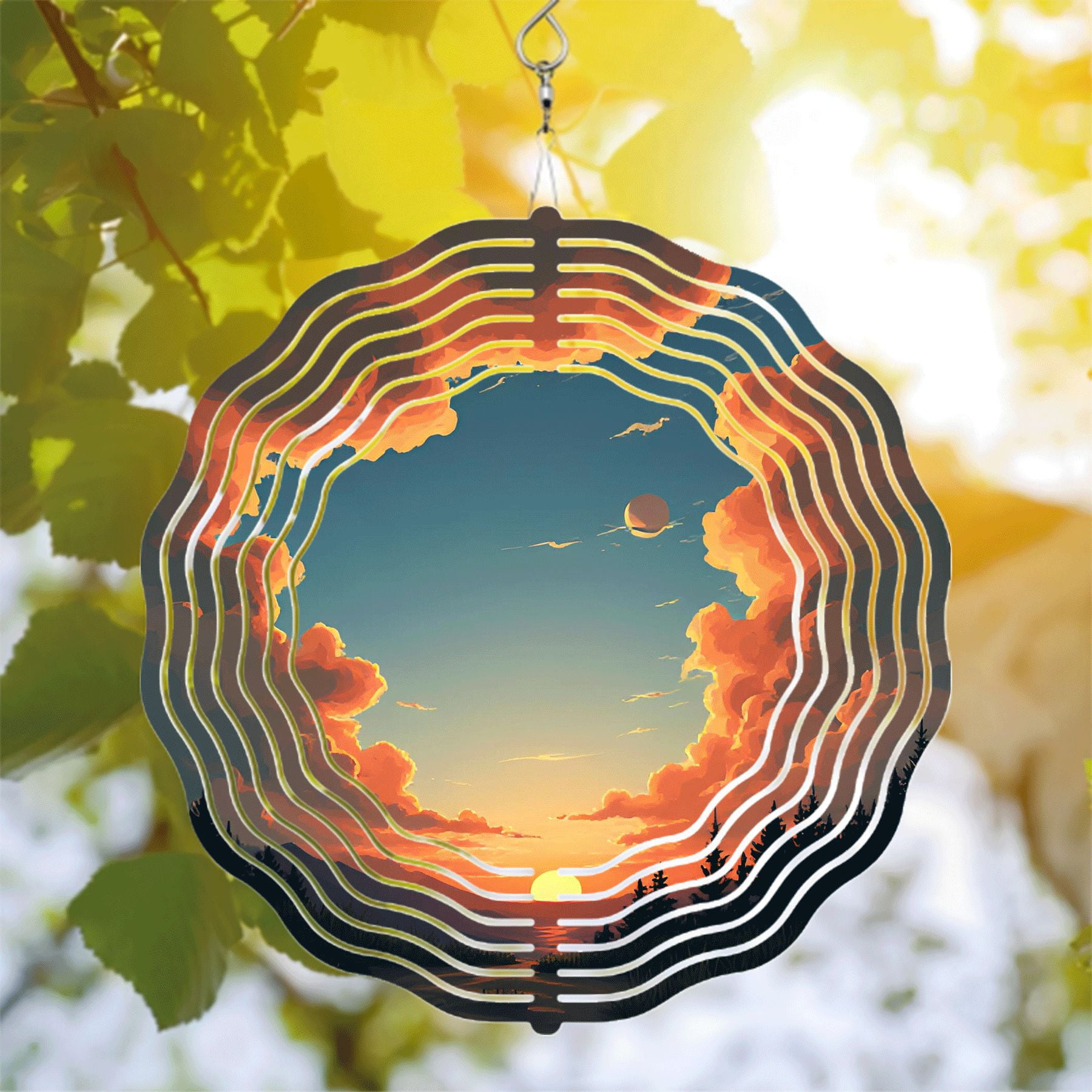 Serene Metal Hanging Wind Spinners with Concentric Circular Patterns ...