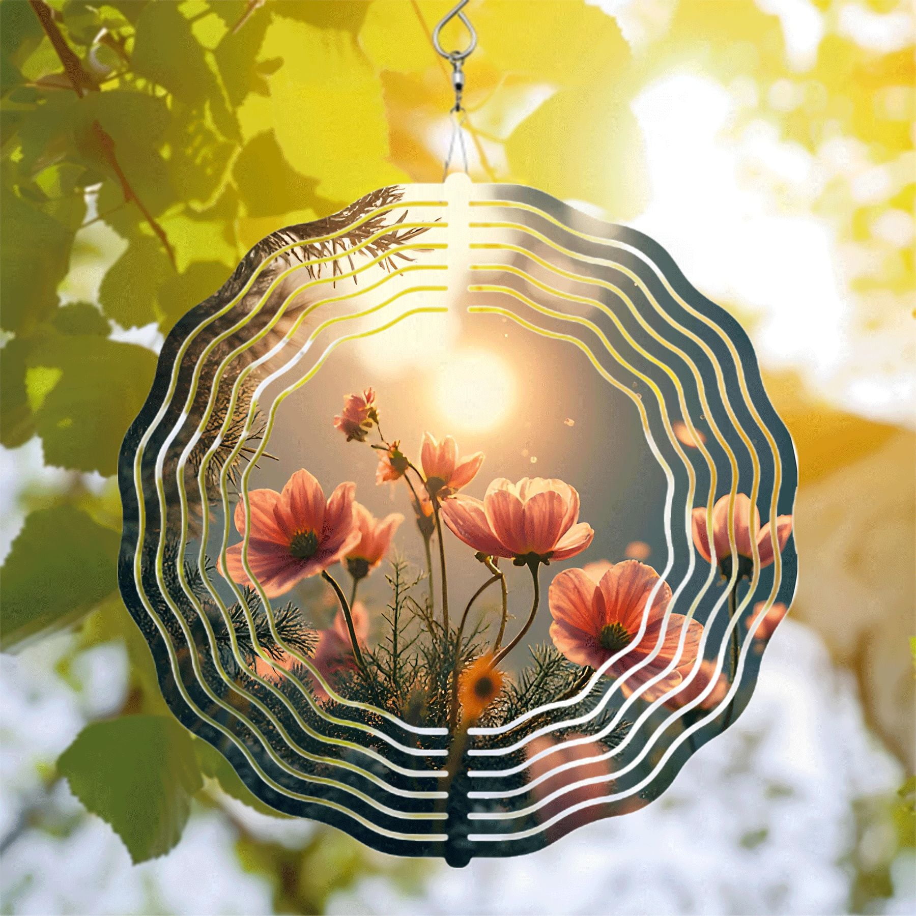 Serene Metal Hanging Wind Spinners with Concentric Patterns - Beautiful ...