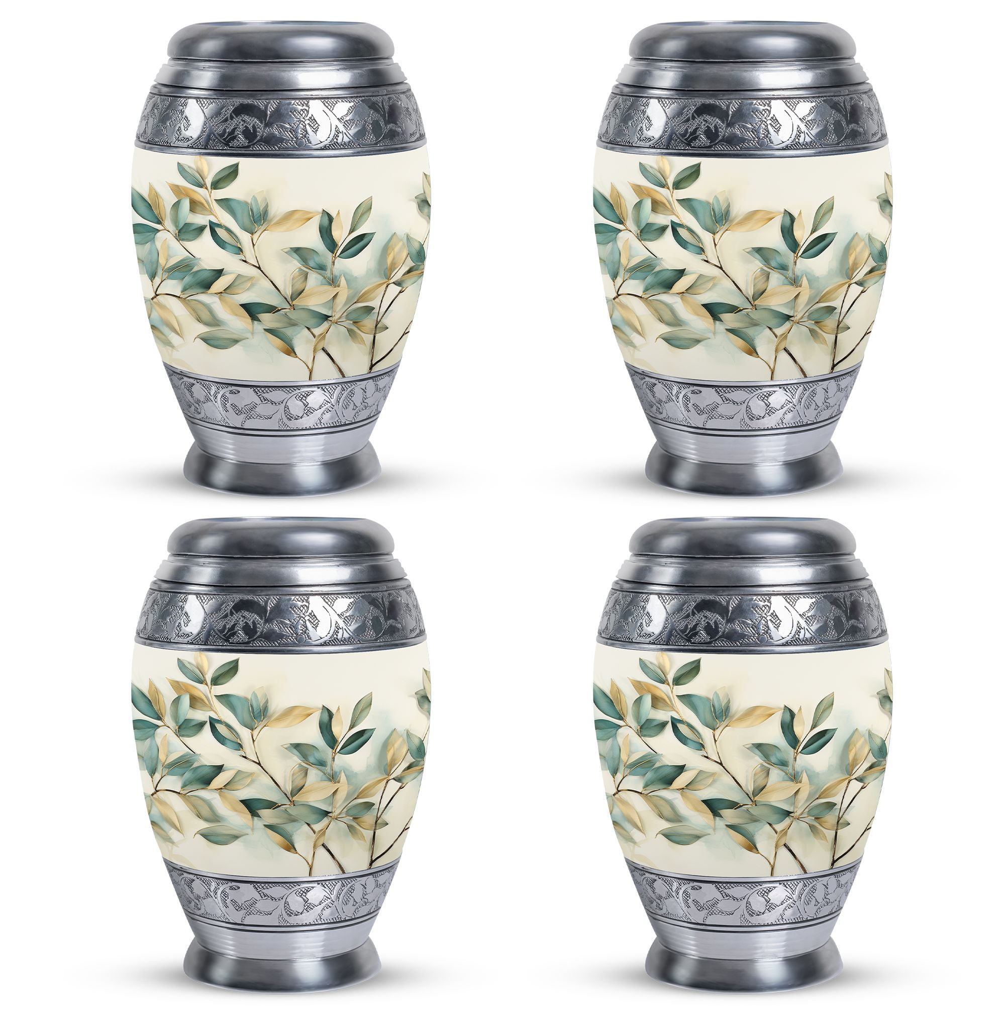 Serene Metallic FoliageStylized Keepsake Urns, Cremation Urns, Funeral ...