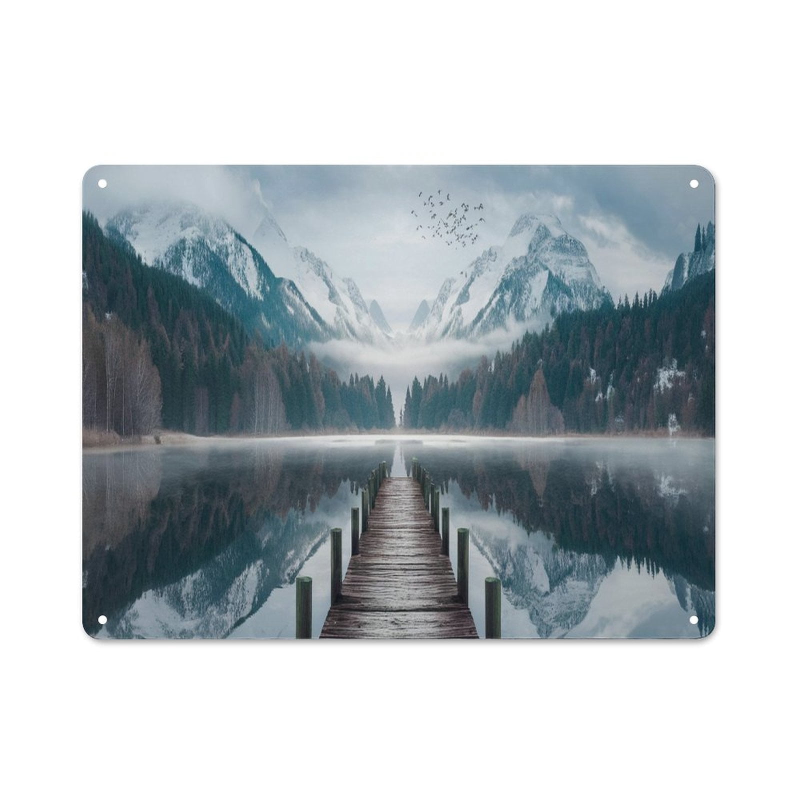 Serene Mountain & Lake Scenery 2 Metal Tin Sign - Durable Aluminum Wall ...