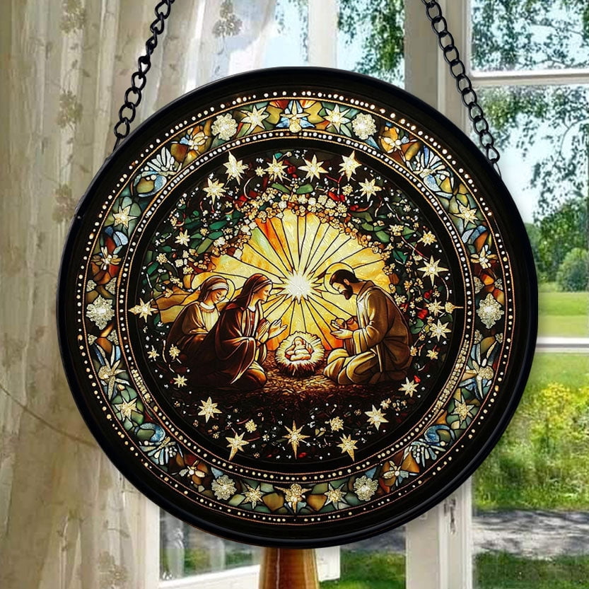 Serene Nativityual Stained Glass Suncatcher by Clare Donovan Window ...