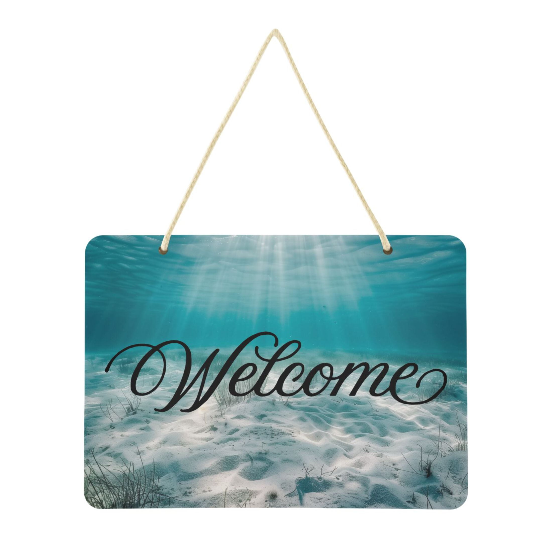 Serene Ocean Floor Welcome Sign Front Door PVC 14x10 inch Hanger Hello ...
