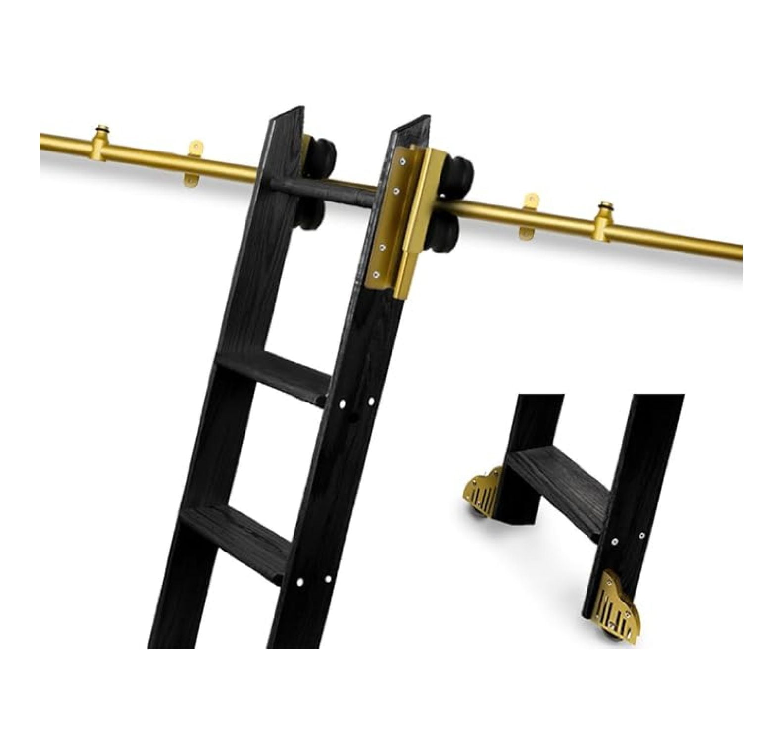 Serene Rolling Ladder Library Sliding Ladder Kit with 3.3FT Round Track ...