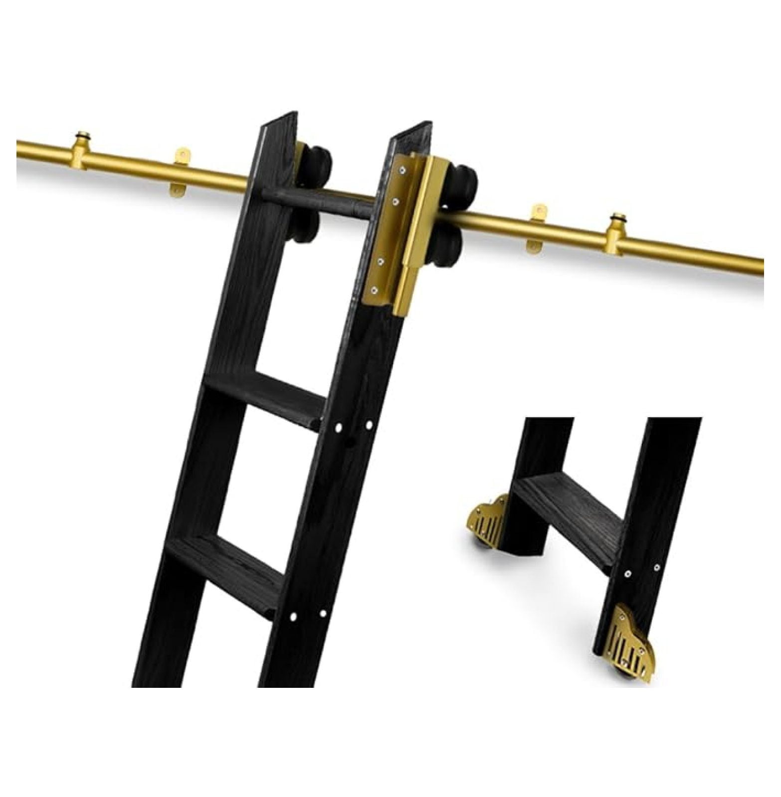 Serene Rolling Ladder Library Sliding Ladder Kit with 3.3FT Round Track ...