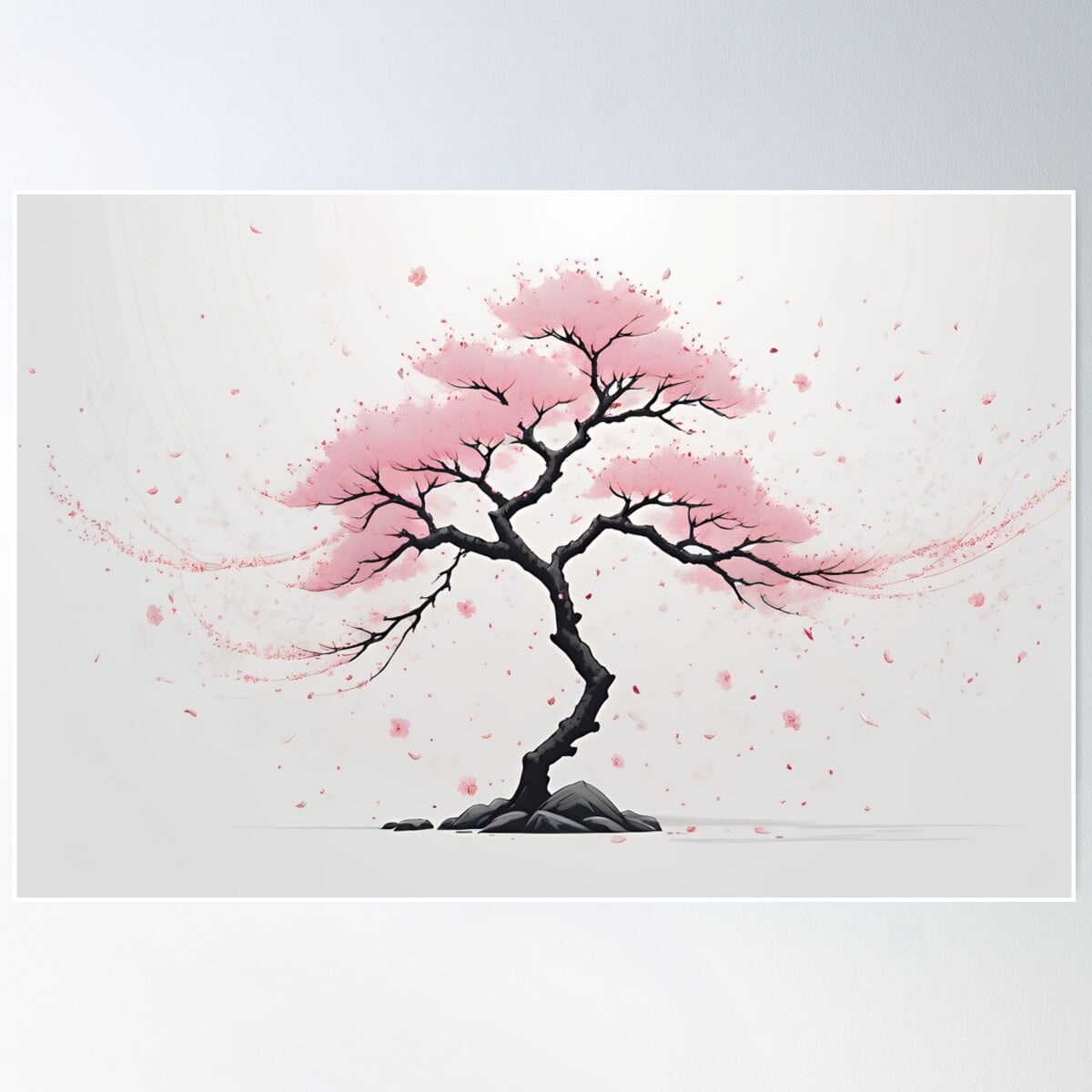 Serene Sakura: Minimalist Cherry Blossom Tree Poster Wall Art, Modern ...