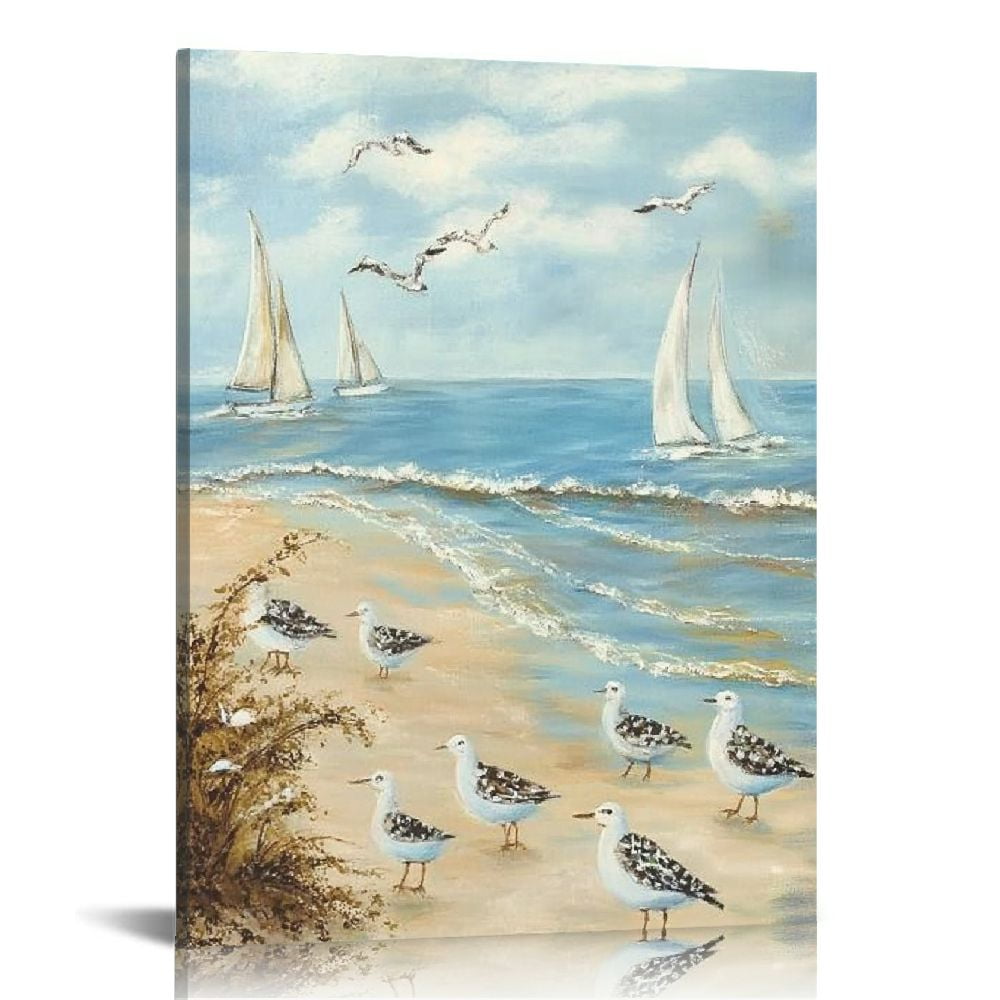 Serene Seashore and Birds Art Print Serene Seashore and Birds Art Print ...