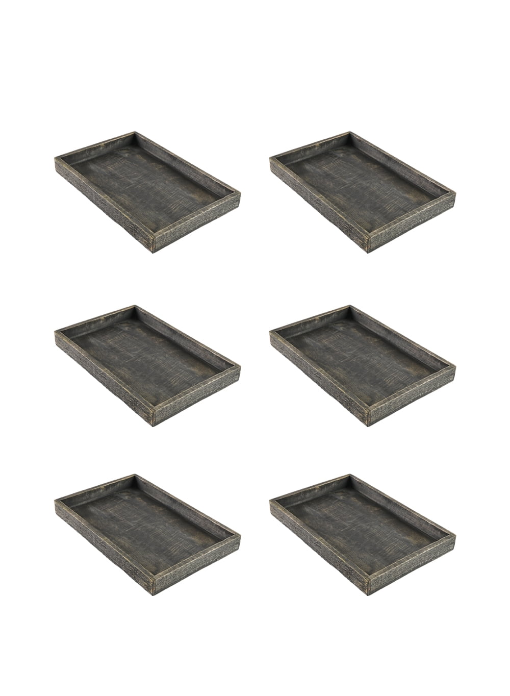 Serene Spaces Living 15" Dark Wood Rectangle Serving Tray, Pack of 6 ...