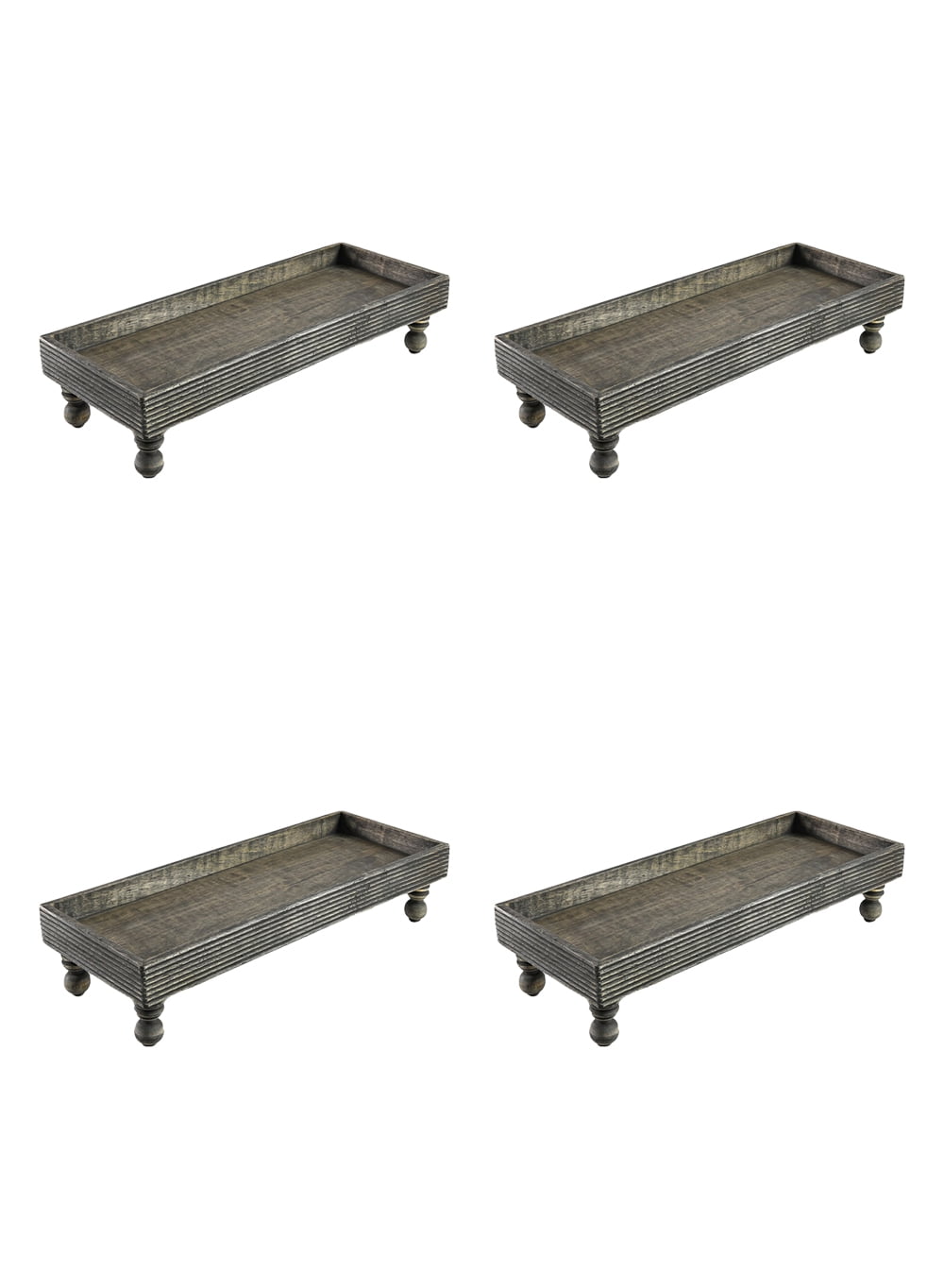Serene Spaces Living 21" Rustic Dark Wood Tray with Legs, Pack of 4 ...