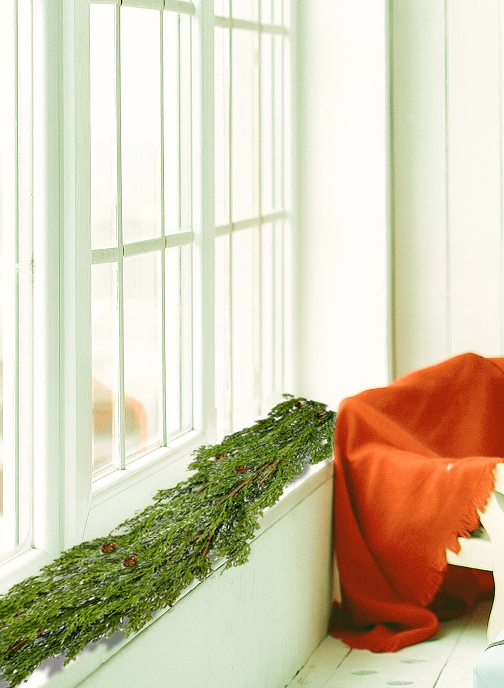 Serene Spaces Living Artificial Cypress Garland with Mini Pine Cones ...