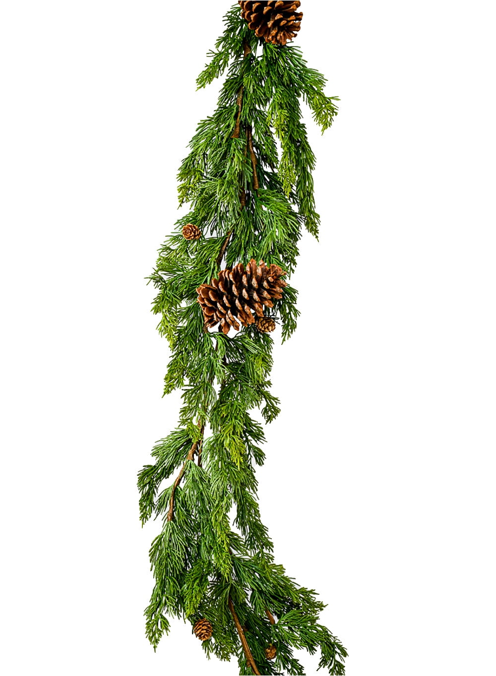 Serene Spaces Living Artificial Single Cypress Garland with Pine Cones ...