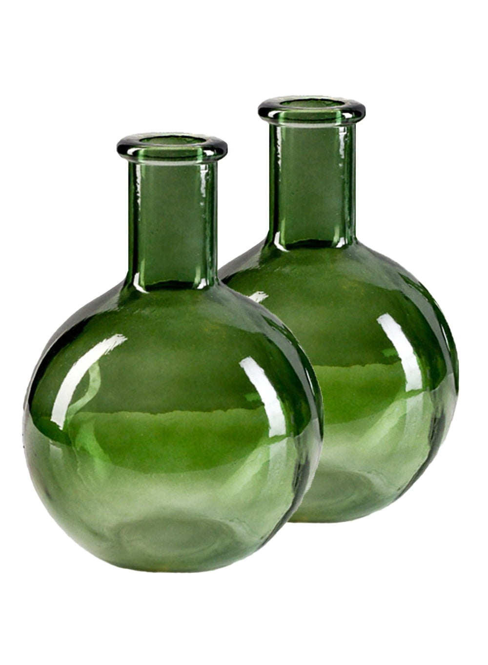 Serene Spaces Living Tall Green Bottleneck Bulb Glass Vase, Room Decor ...