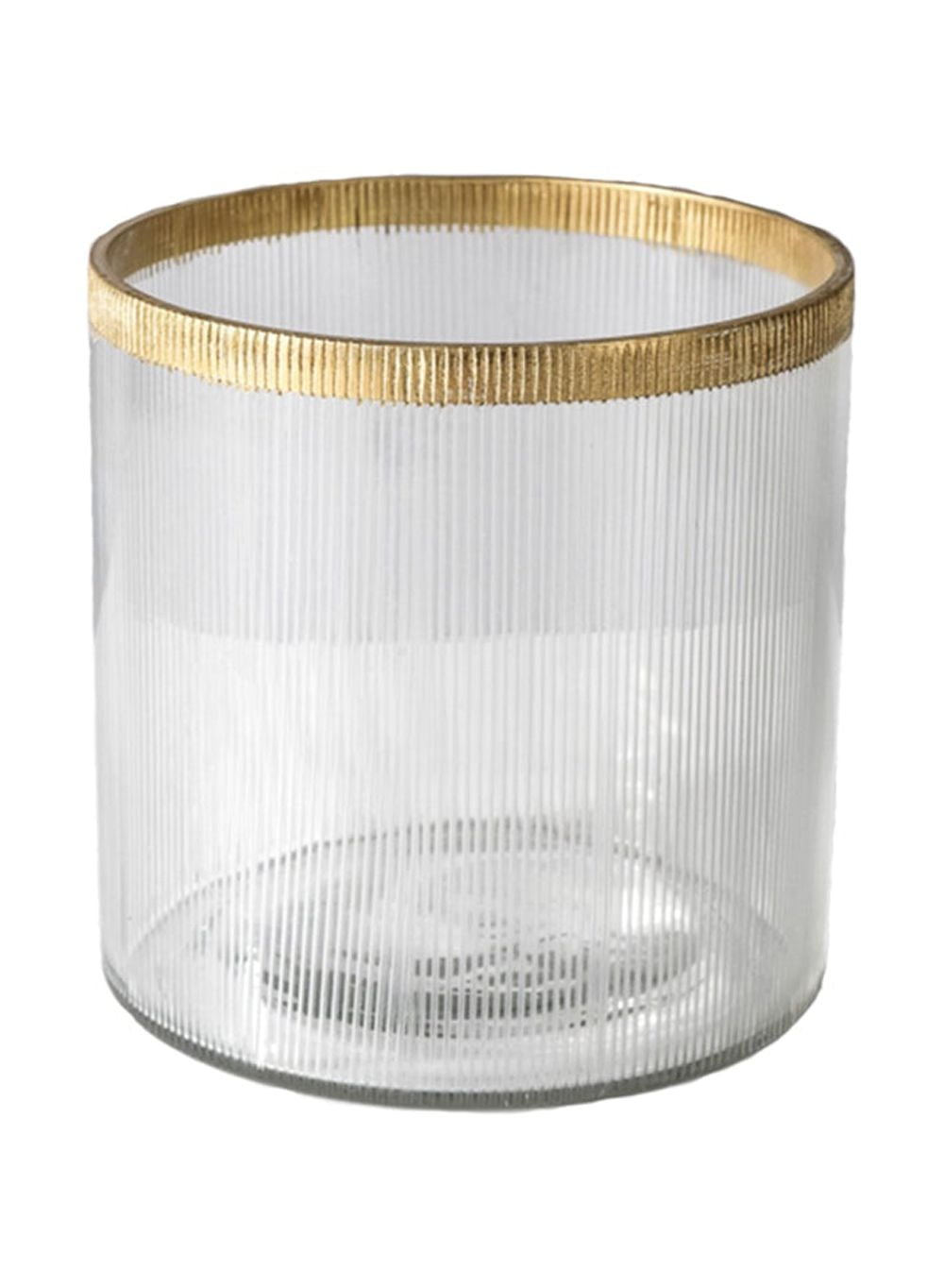 Serene Spaces Living Gold Rim Ribbed Glass Vase, 5" Diameter & 5.5 ...