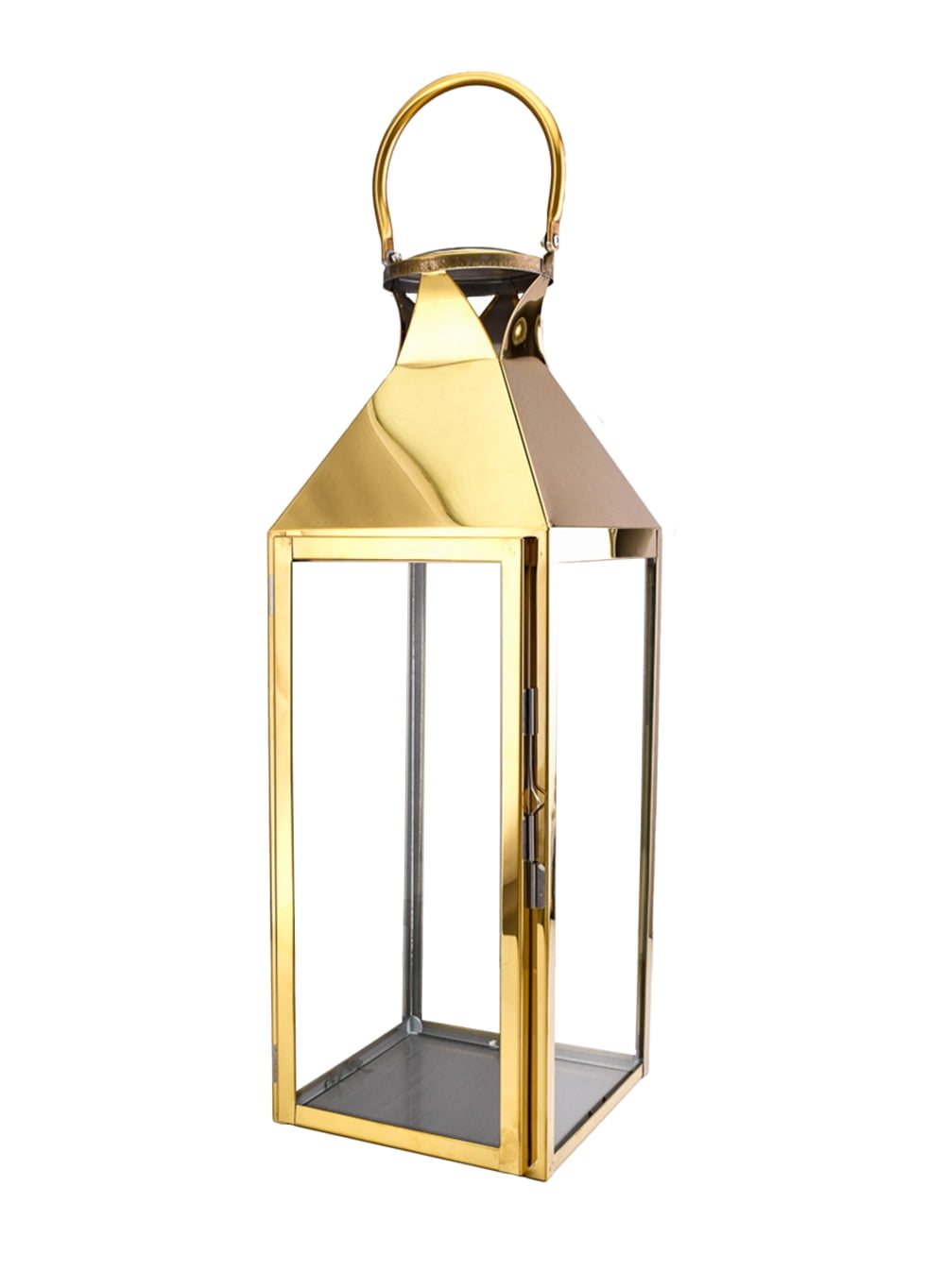 Serene Spaces Living Large Gold Square Metal Lantern, 7.65" Dia & 20.85 ...