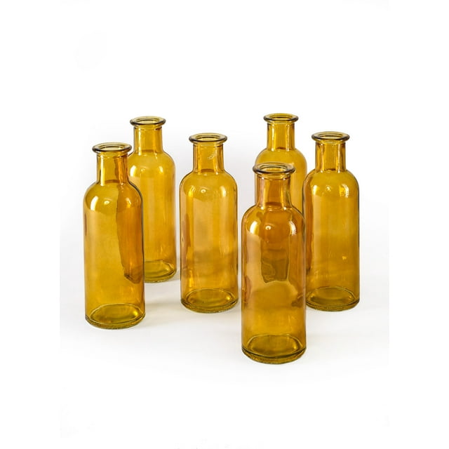 Serene Spaces Living Set of 6 Large Amber Bud Vases, 6.5" Tall & 2 ...