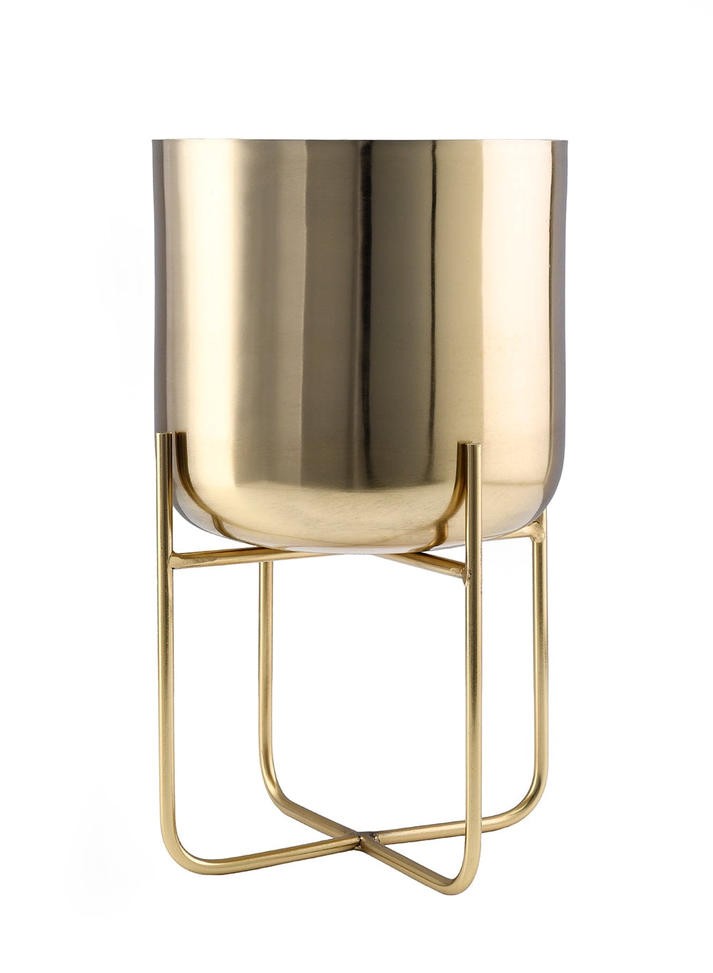 Serene Spaces Living Short Round Gold Planter with Detachable Metal ...