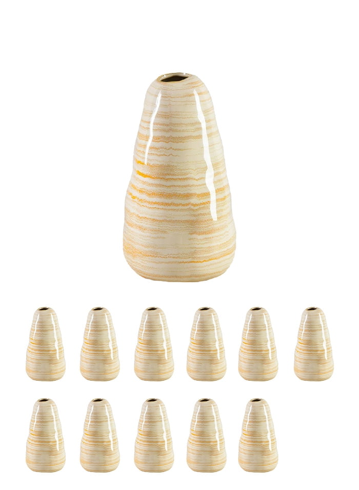 Serene Spaces Living Solaro Striped Ceramic Vase, 7.5" Tall, Pack of 12 ...
