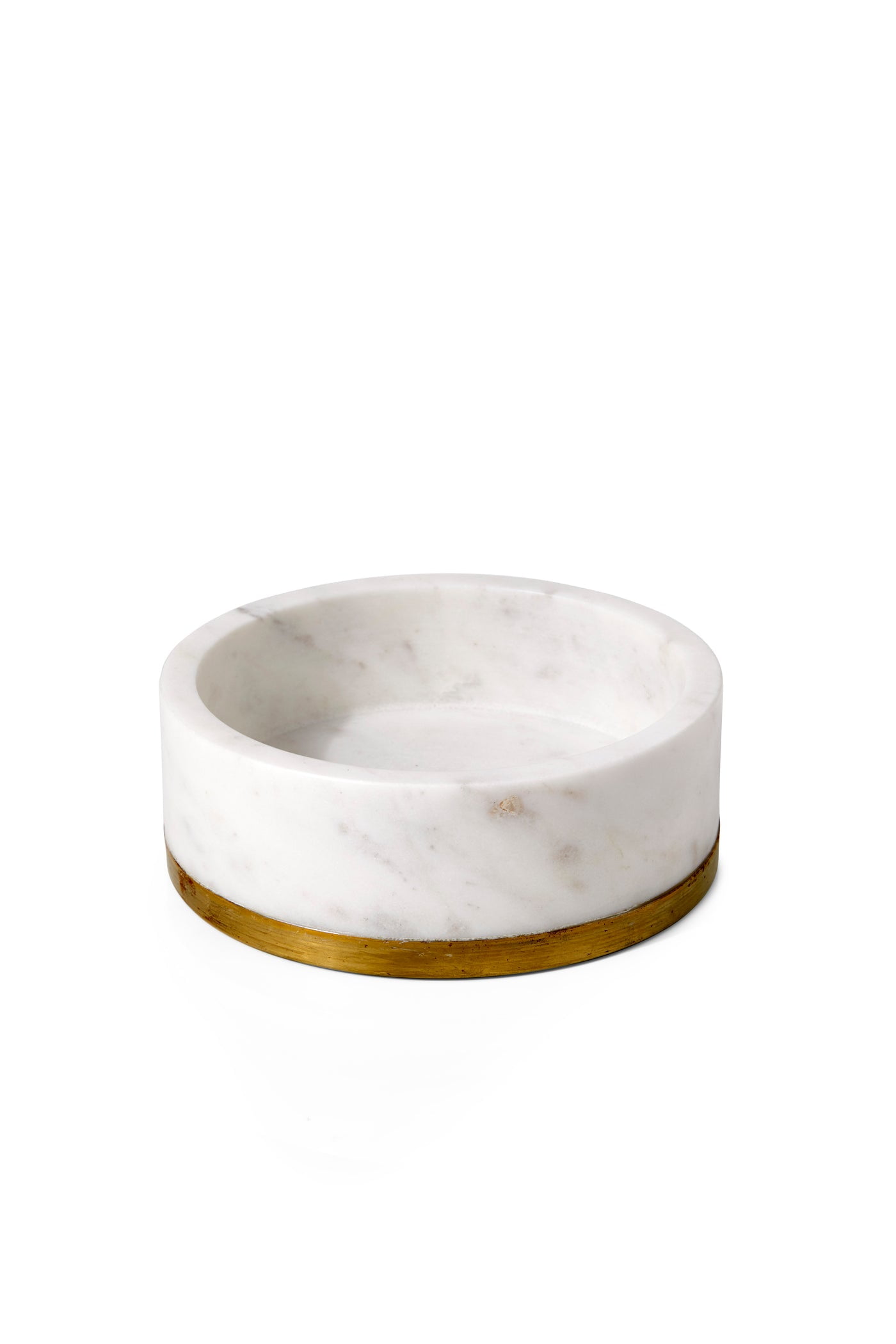 Serene Spaces Living White Marble Bowl with Brass Ring, Decorative ...