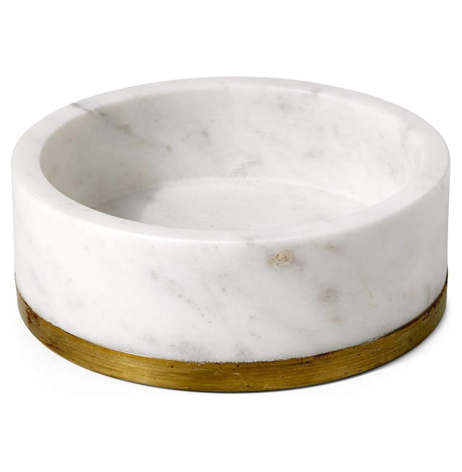 Serene Spaces White Marble Bowl with Brass Ring - Decorative Multi ...