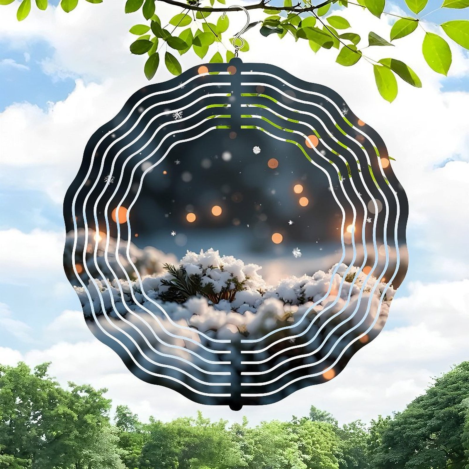 Serene Spiral Design Metal Hanging Wind Spinner & Chime - Ethereal ...