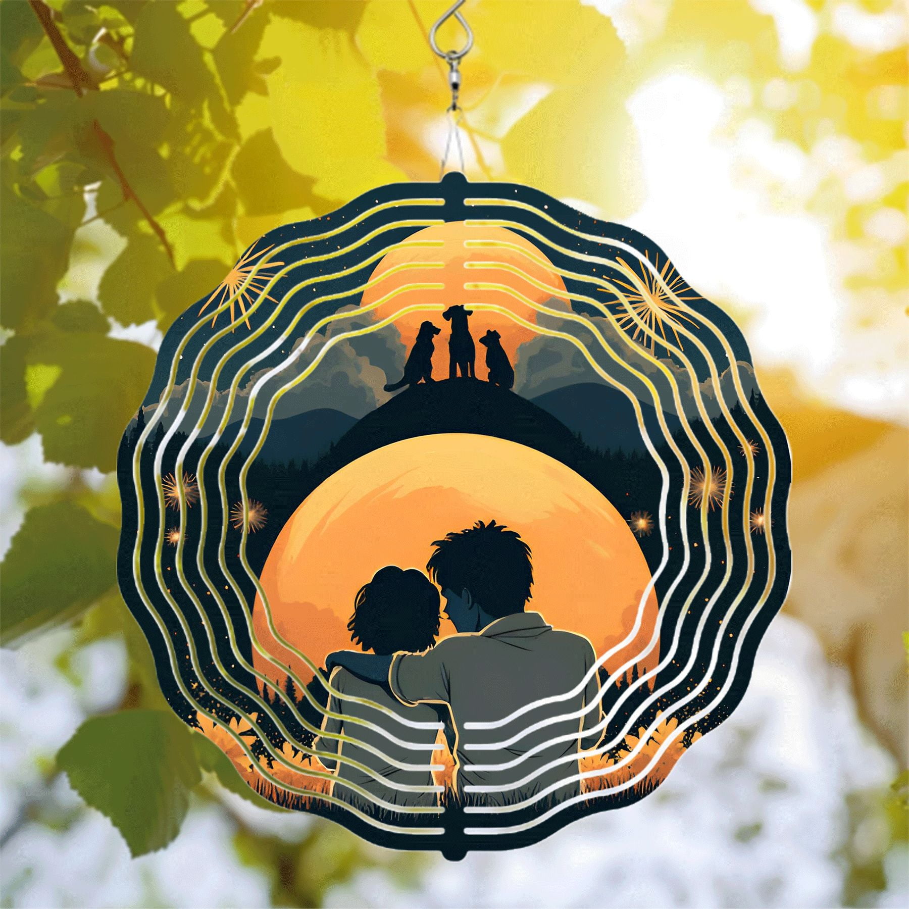 Serene Sunset Metal Wind Spinners & Chimes - Elegant Garden Decor with ...